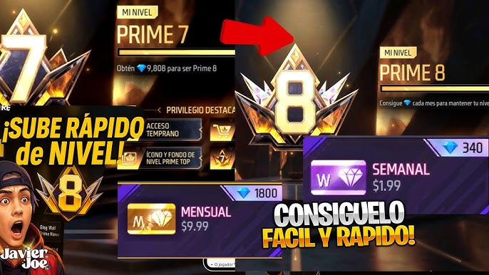 Cómo subir de nivel en el sistema prime de free fire
